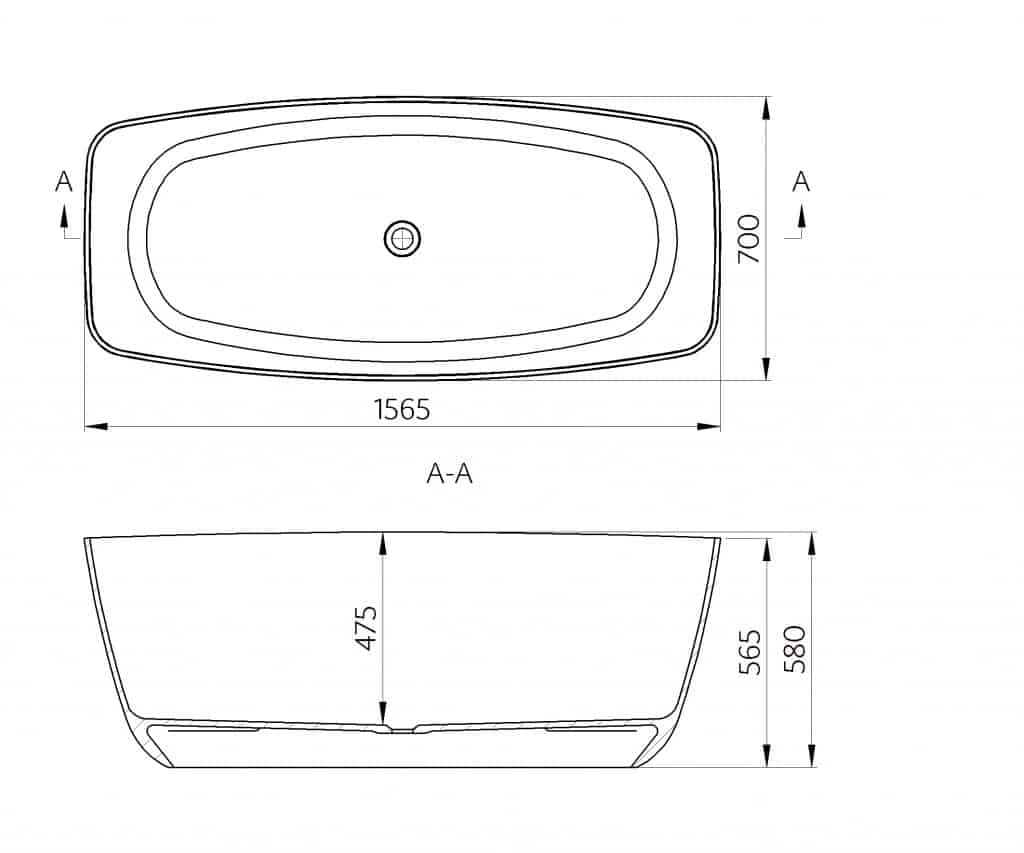 Cada de baie Terra 156 cm din compozit marmura - Top Stil
