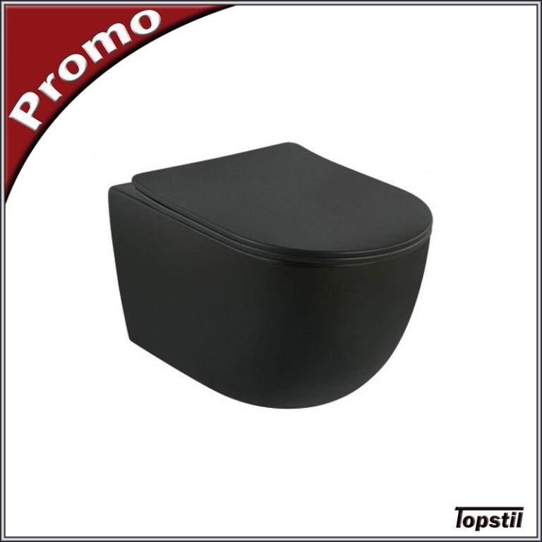 Wc suspendat Celia negru mat cu capac soft-close inclus - Top Stil