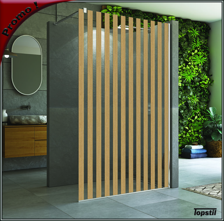 Paravan dus Wood Stripe 90 x 200 cm din sticla securizata 8 mm,cu dungi ...