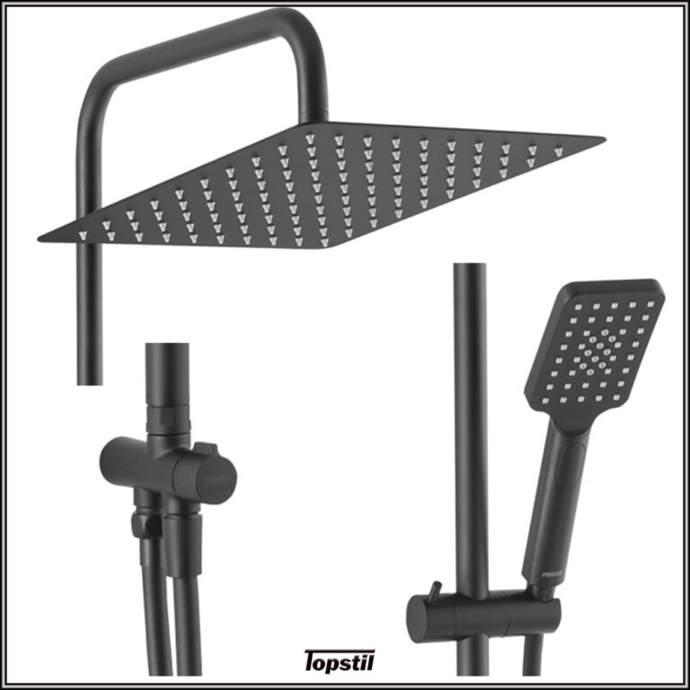 Set baterii baie negre Stratos cu set dus dual pentru cada - Top Stil