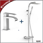 Set baterii baie Tres Cuadro cu sistem dus cu termostat - Top Stil