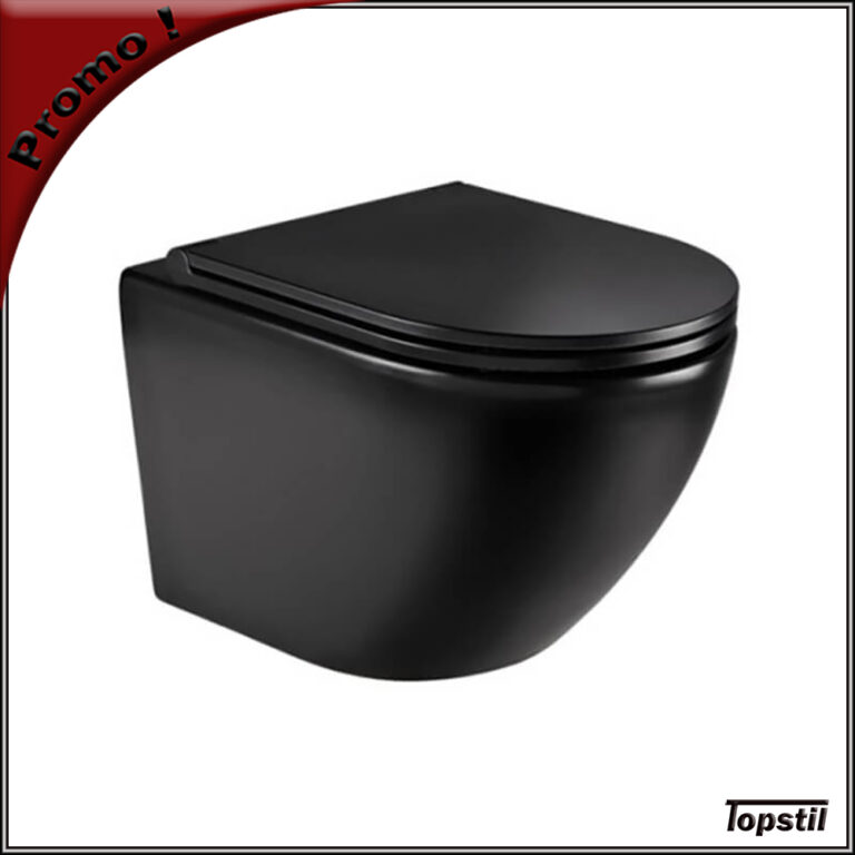 Wc suspendat Celia negru mat cu capac soft-close inclus - Top Stil