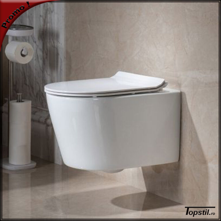Wc suspendat Celia negru mat cu capac soft-close inclus - Top Stil