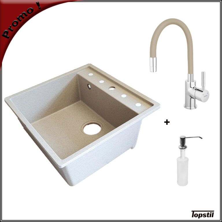 Chiuveta bucatarie neagra compozit la set cu baterie