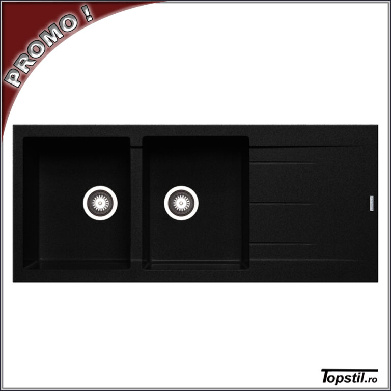 Chiuveta bucatarie compozit Kartesio gri 116 cm - Top Stil